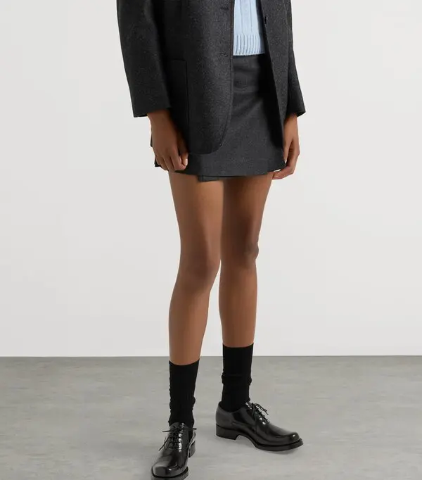 Prada Re-wool Pleated Mini Skirt