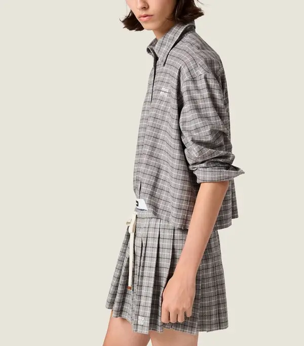 Miu Miu Flannel Pleated Mini Skirt