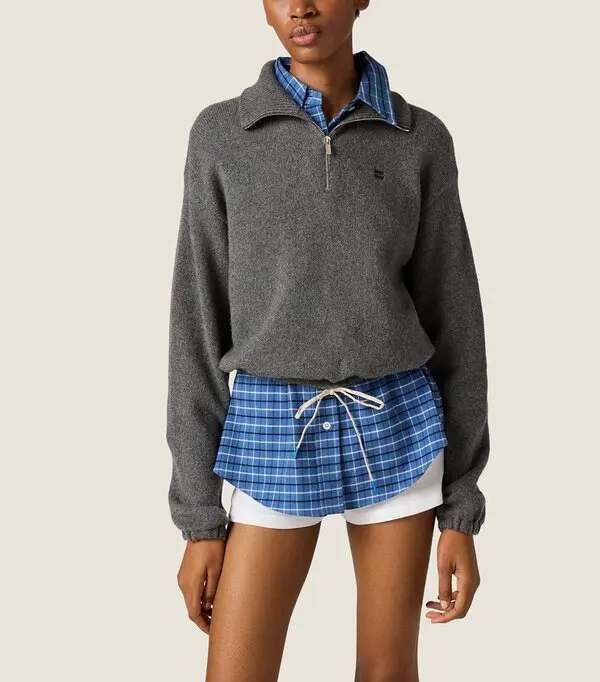Miu Miu Wool-cashmere Quarter-zip Sweater