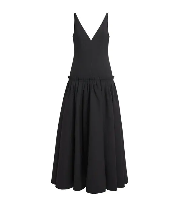 AMI Paris Wool Gabardine Midi Dress