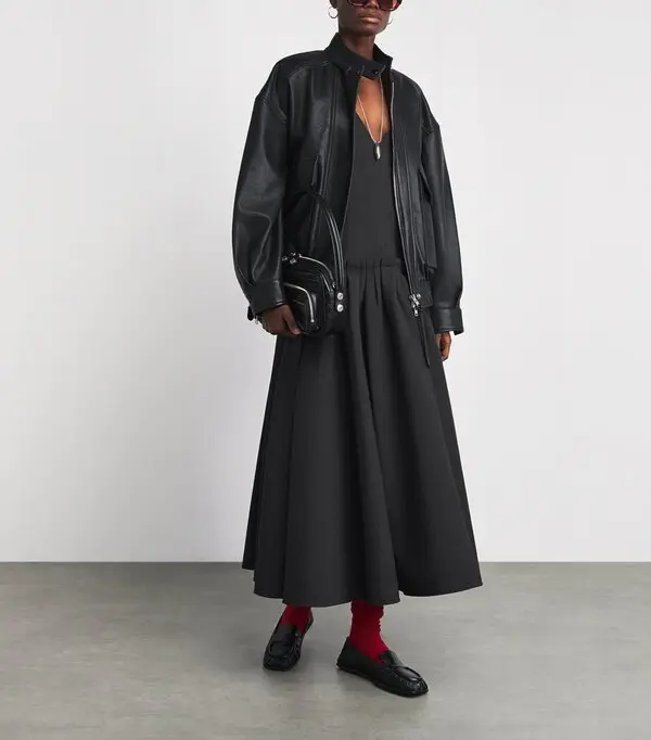 AMI Paris Wool Gabardine Midi Dress