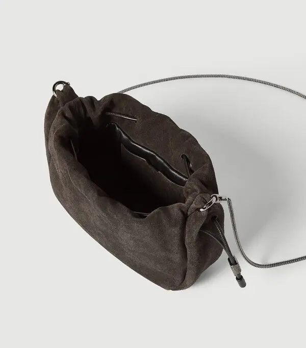 Brunello Cucinelli Suede Drawstring Cross-body Bag