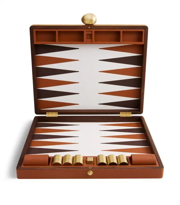 Assouline Leather Pebble Backgammon Set