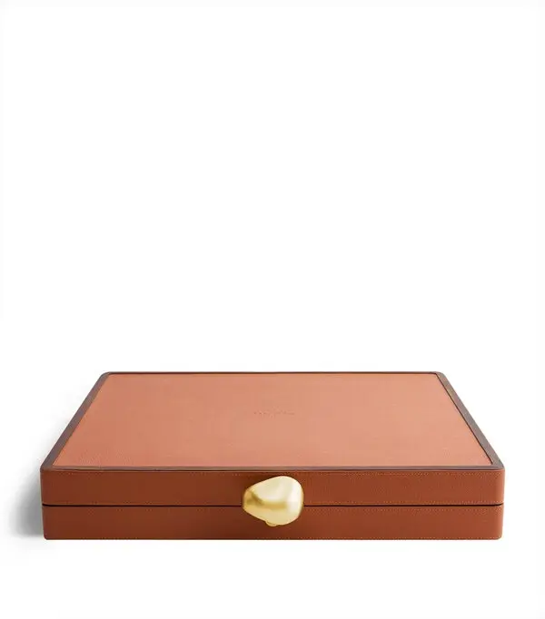 Assouline Leather Pebble Backgammon Set