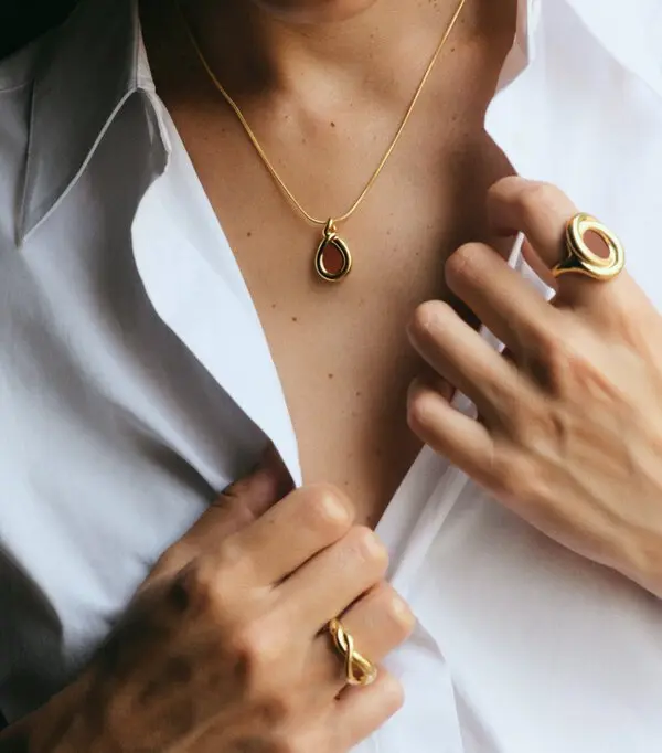Monica Vinader Gold Vermeil And Jasper Gemstone Ochre Pendant