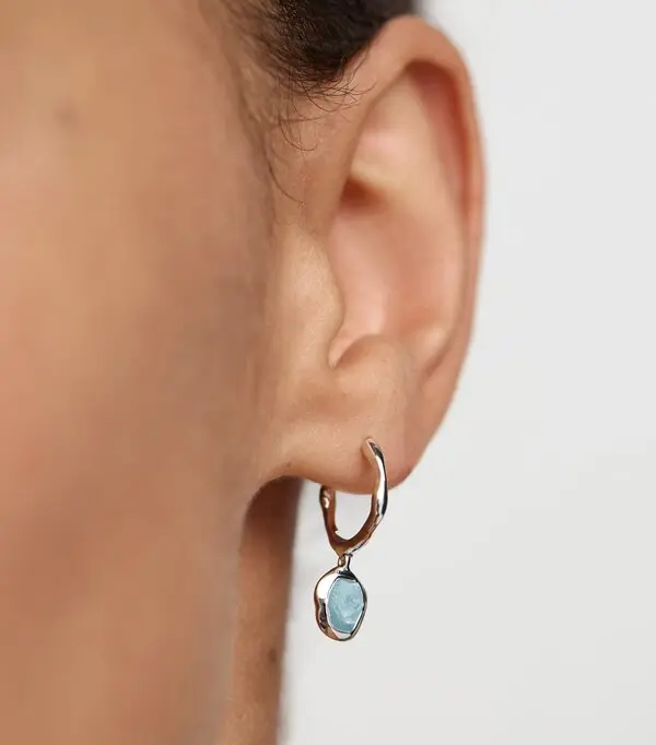 Monica Vinader Sterling Silver And Aquamarine Odyssey Huggie Earrings