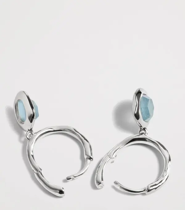 Monica Vinader Sterling Silver And Aquamarine Odyssey Huggie Earrings