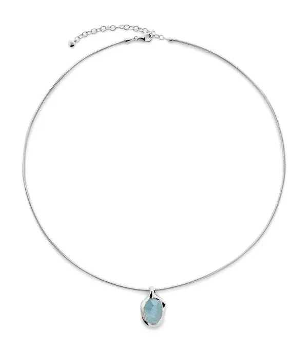 Monica Vinader Sterling Silver And Aquamarine Odyssey Gemstone Necklace - Blue
