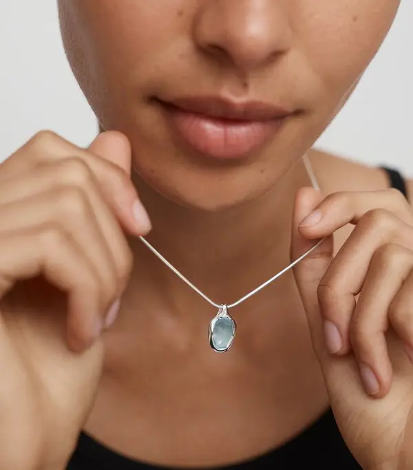 Monica Vinader Sterling Silver And Aquamarine Odyssey Gemstone Necklace