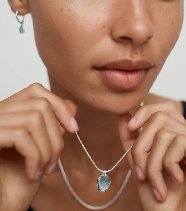 Monica Vinader Sterling Silver And Aquamarine Odyssey Gemstone Necklace