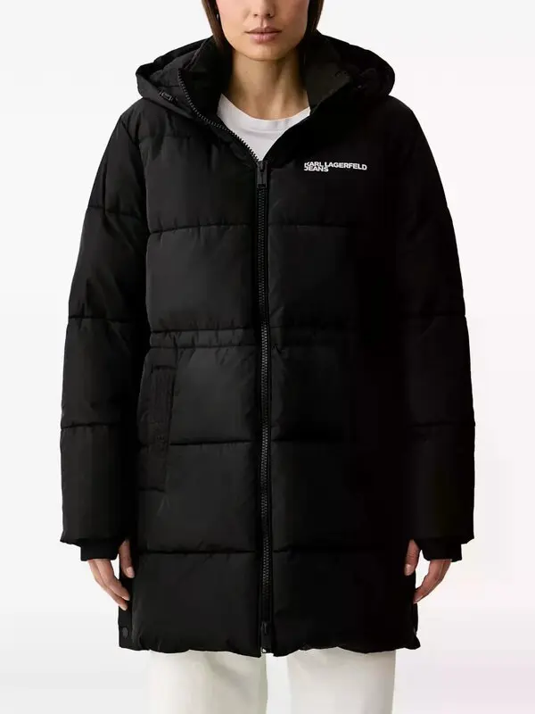 Karl Lagerfeld Hooded Quilted Coat - Black