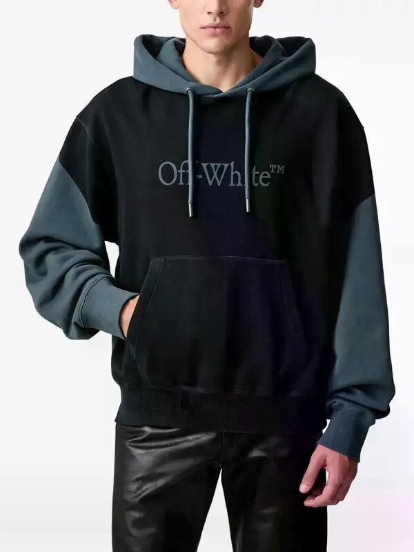 Off-White Negative Big Bookish Logo-print Colour-block Hoodie