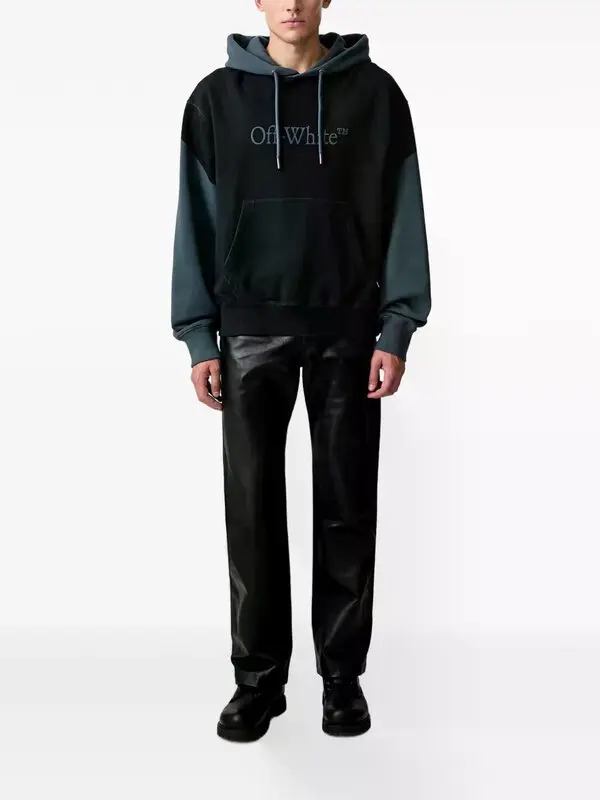 Off-White Negative Big Bookish Logo-print Colour-block Hoodie