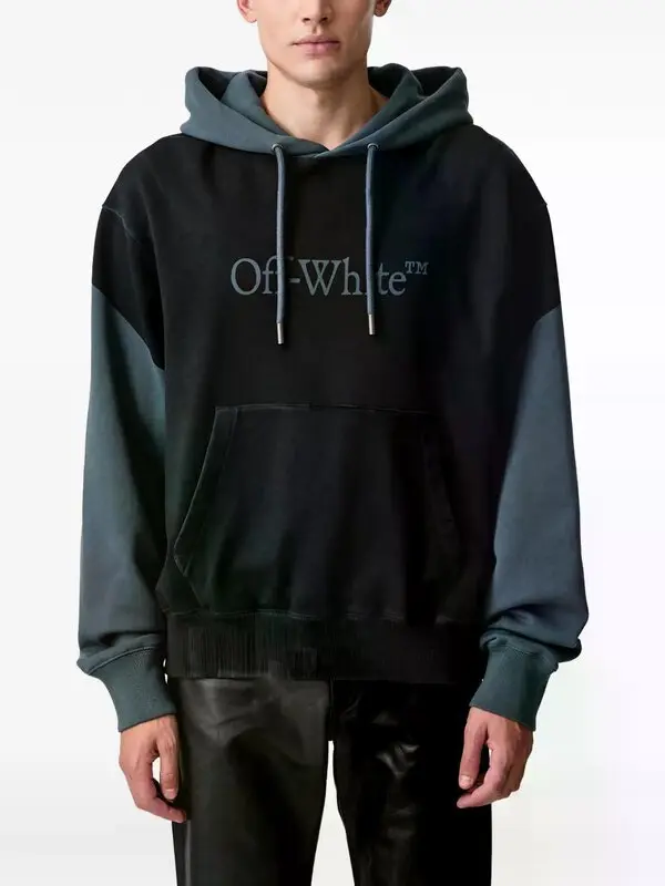Off-White Negative Big Bookish Logo-print Colour-block Hoodie