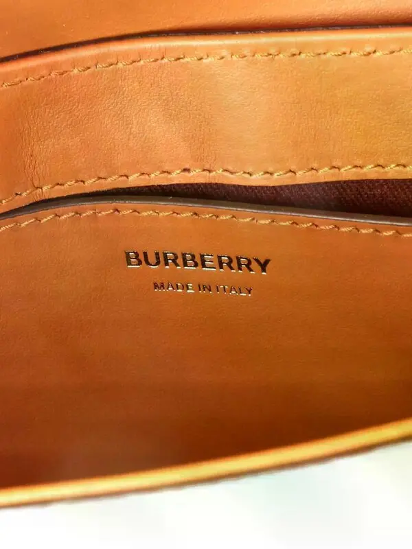 Burberry Note Leather With Vintage Check Canvas Medium Crossbody Bag