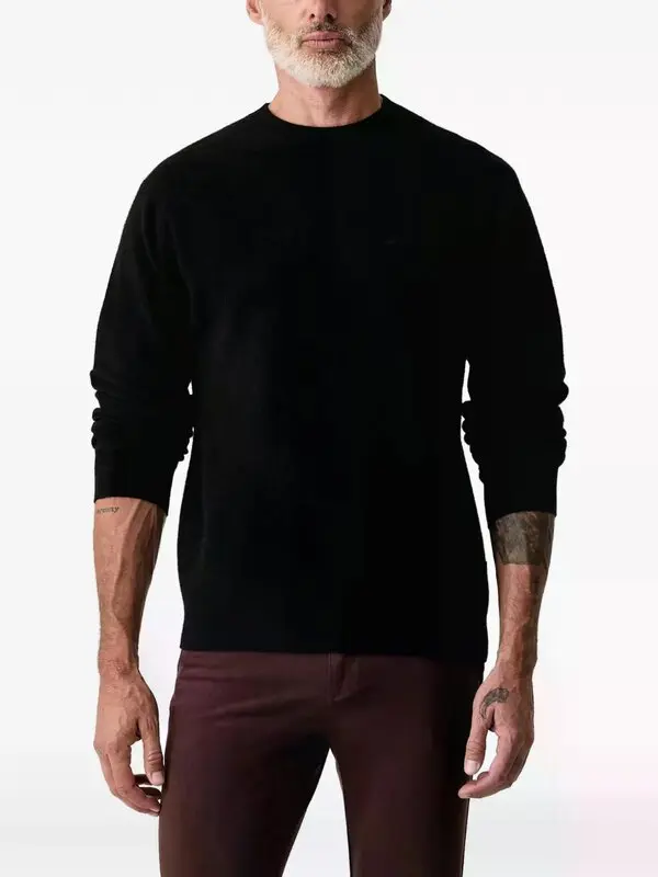 Lindbergh Embroidered-logo Crew-neck Wool Sweater - Black