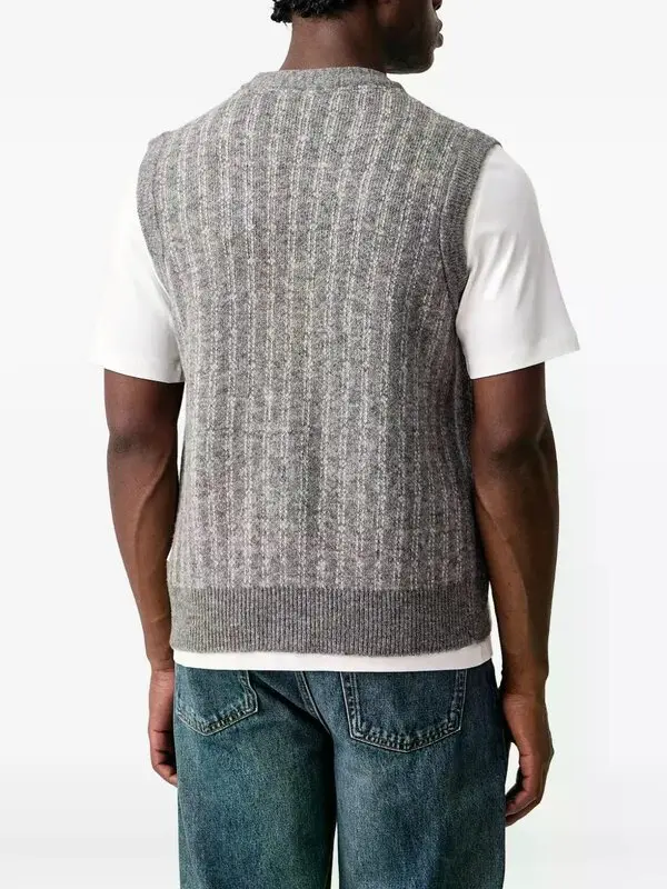 Lindbergh Cable-knit Button-up Sleeveless Cardigan