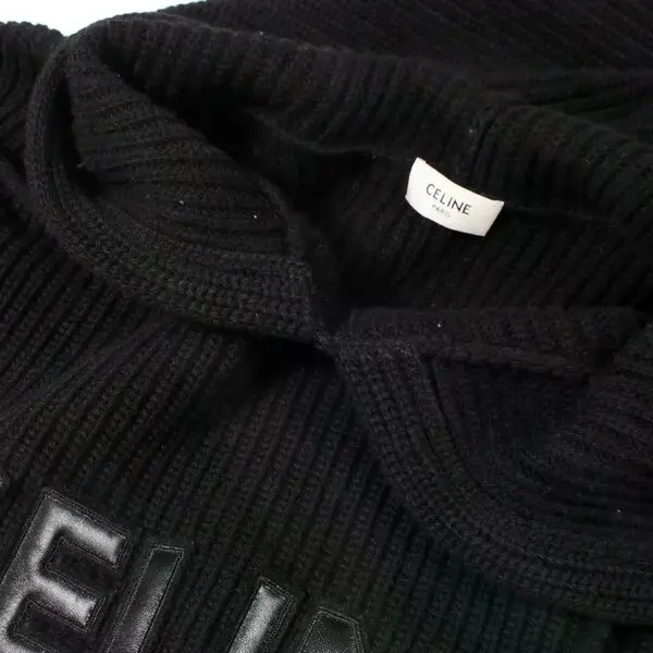 Celine 2010s Logo-patch Knit Hoodie