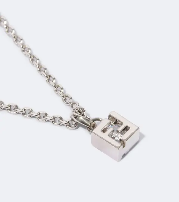 Fendi Ff Crystal-embellished Pendant Necklace