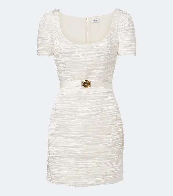 Versace Medusa Pleated Silk-blend Satin Minidress