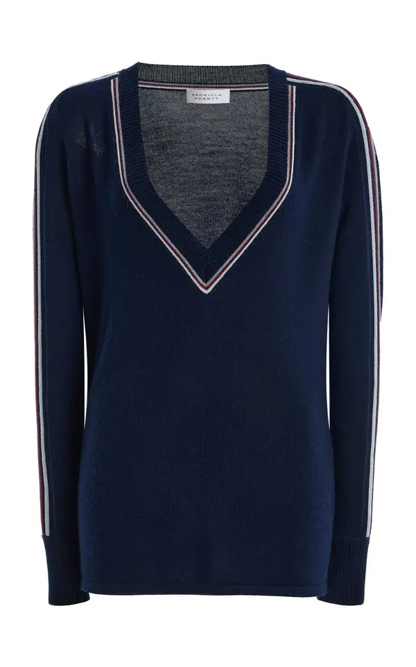 Gabriela Hearst Byrne V-neck Wool-cashmere Sweater - Navy