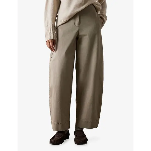 Whistles Barrel High-rise Stretch-cotton Trousers