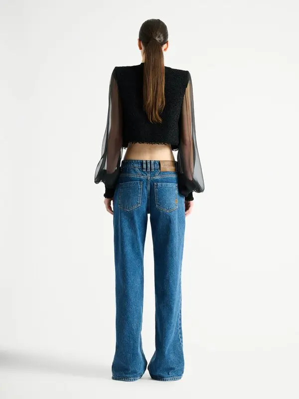Balmain Cropped Tweed And Muslin Jacket