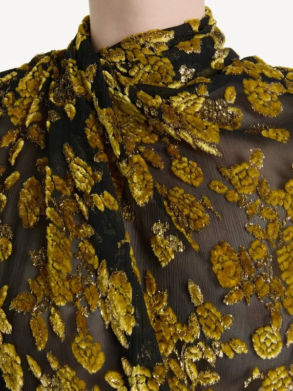 Balmain Draped Velvet Jacquard Dress