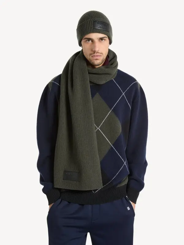 Balmain Wool Scarf With Leather Vintage Label