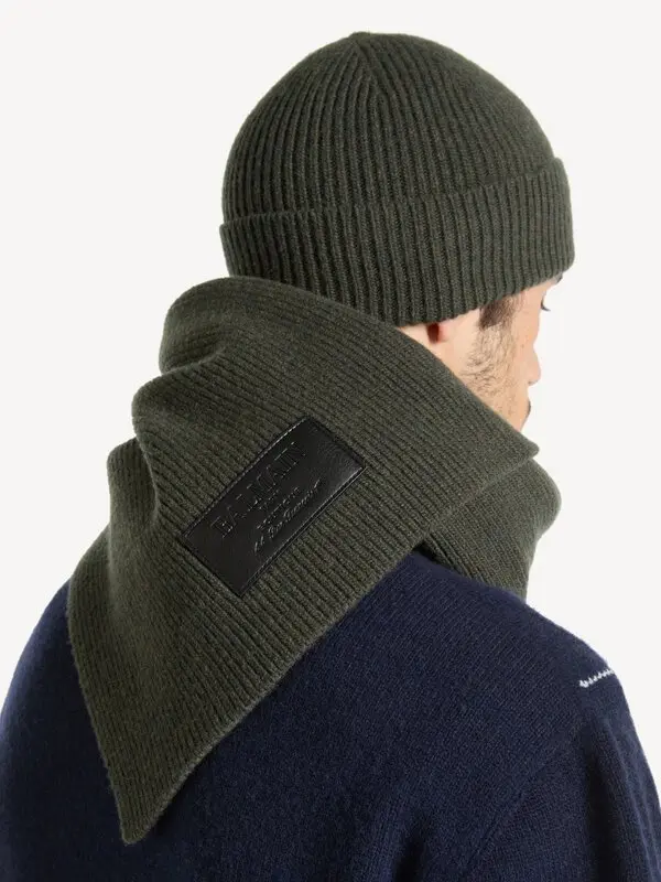 Balmain Wool Scarf With Leather Vintage Label