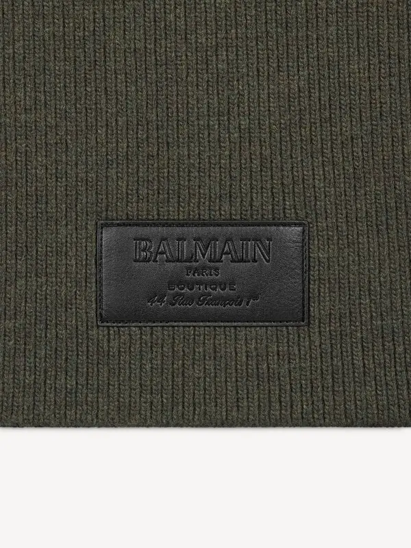 Balmain Wool Scarf With Leather Vintage Label