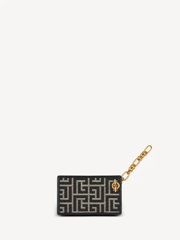 Balmain Pulse Monogram Jacquard Card Holder - Black