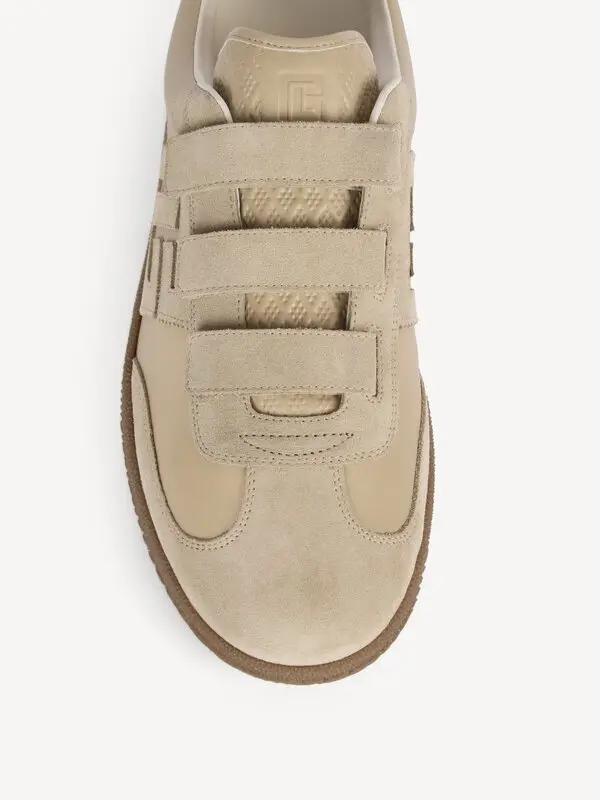 Balmain Swan Trainers In Smooth Leather And Suede