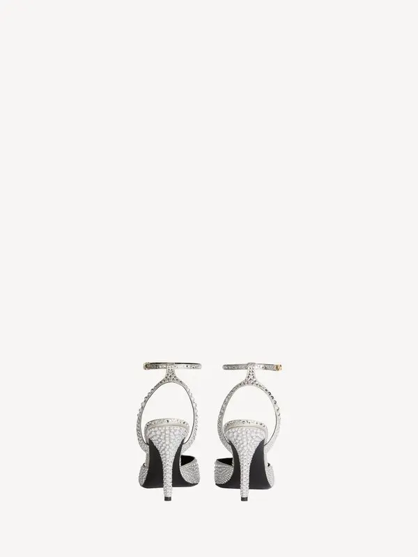 Balmain Strappy Satin Pumps With Crystals