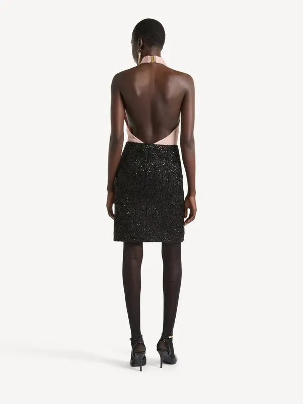 Balmain Sequinned Tweed Midi Skirt