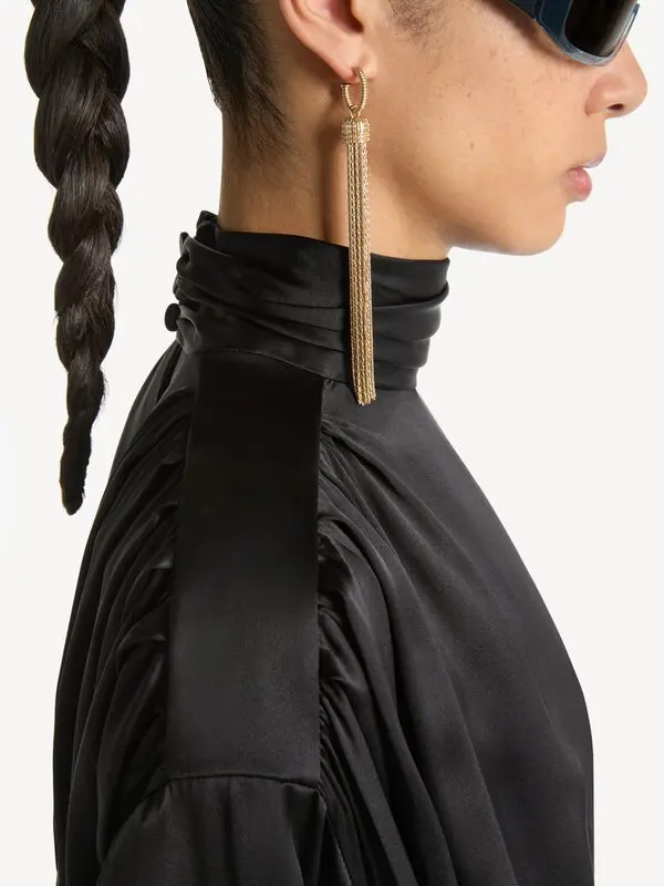 Balmain Silk Satin Blouse With Tie Detail