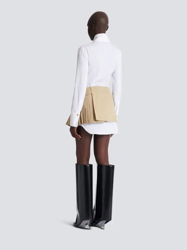 Balmain Short Gabardine Skirt With Belt Detail