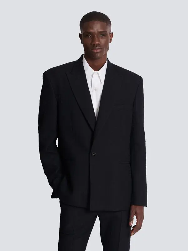 Balmain Monogram Grain De Poudre 1-button Jacket
