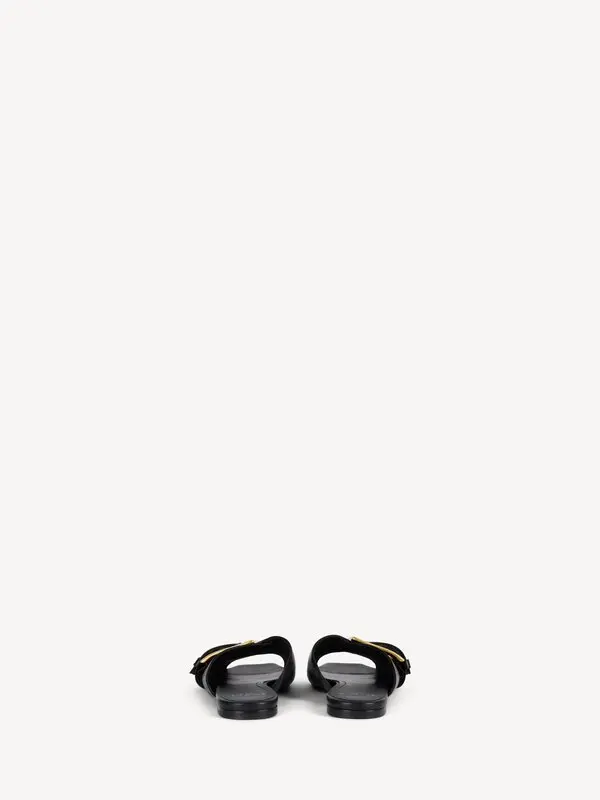 Balmain Anthem Flat Calfskin Leather Sandals