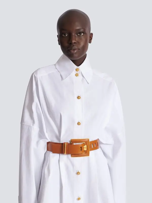 Balmain Anthem Calfskin Leather Belt - Brown
