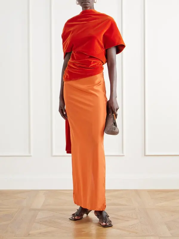 COLLEEN ALLEN Draped Cotton-velvet Top