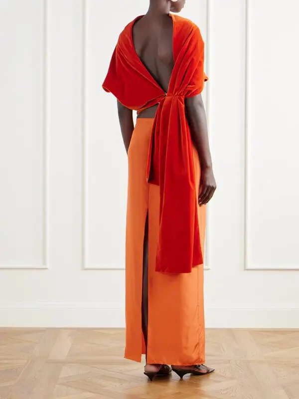 COLLEEN ALLEN Draped Cotton-velvet Top