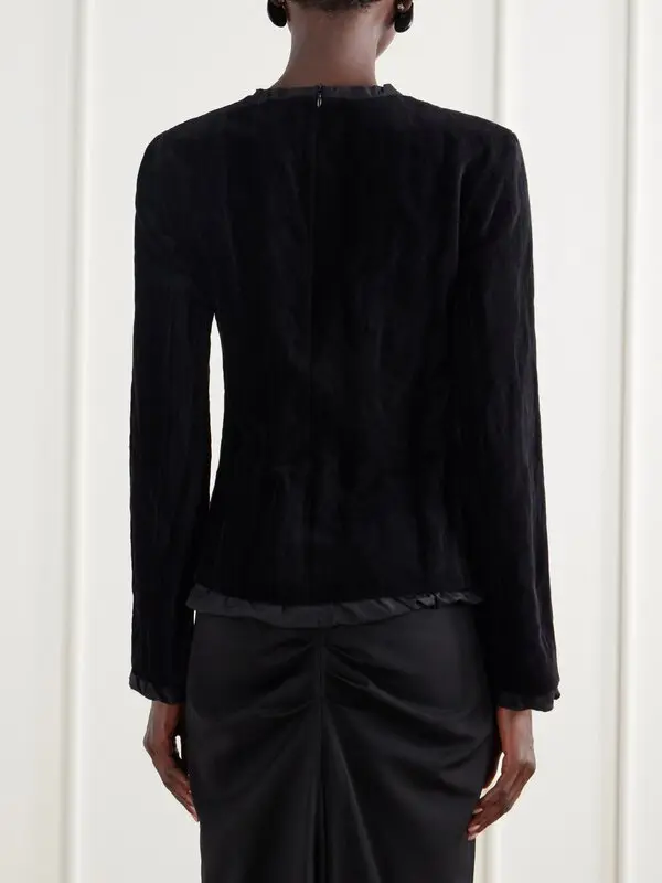 COLLEEN ALLEN Layered Textured Cotton-blend Velvet Top