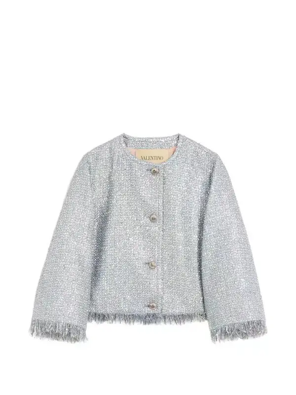 Valentino Garavani Vlogo Signature Fringed Jacket - Silver