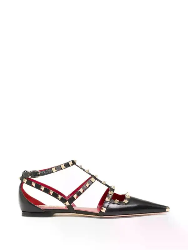 Valentino Garavani Rockstud Leather Ballet Flats - Black