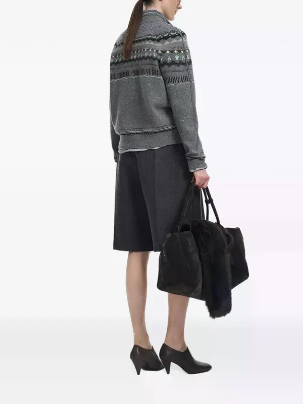 JNBY Icelandic-pattern Raglan-sleeve Cardigan - Grey