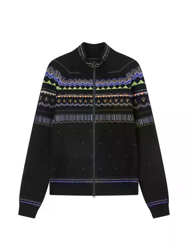 JNBY Icelandic-pattern Raglan-sleeve Cardigan - Blue