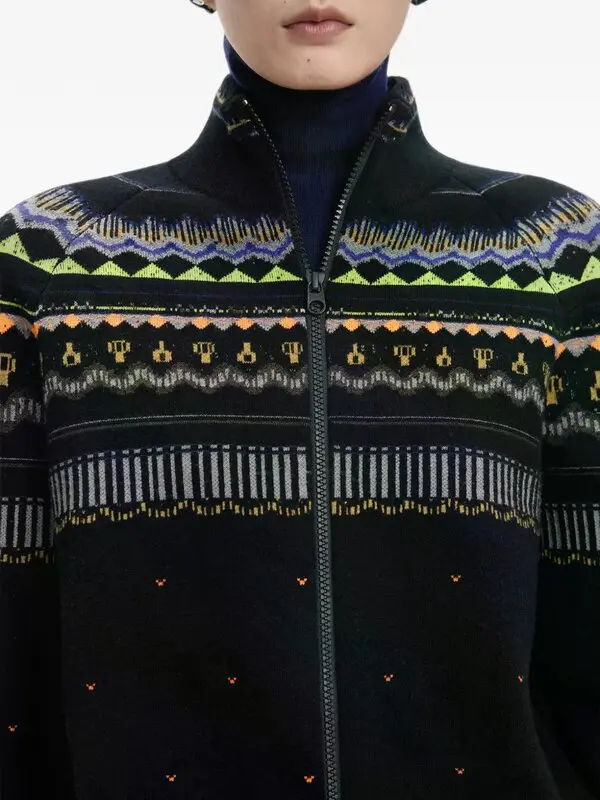 JNBY Icelandic-pattern Raglan-sleeve Cardigan - Blue