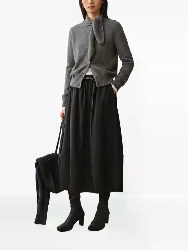 LESS Pussy-bow Cropped Cardigan - Grey