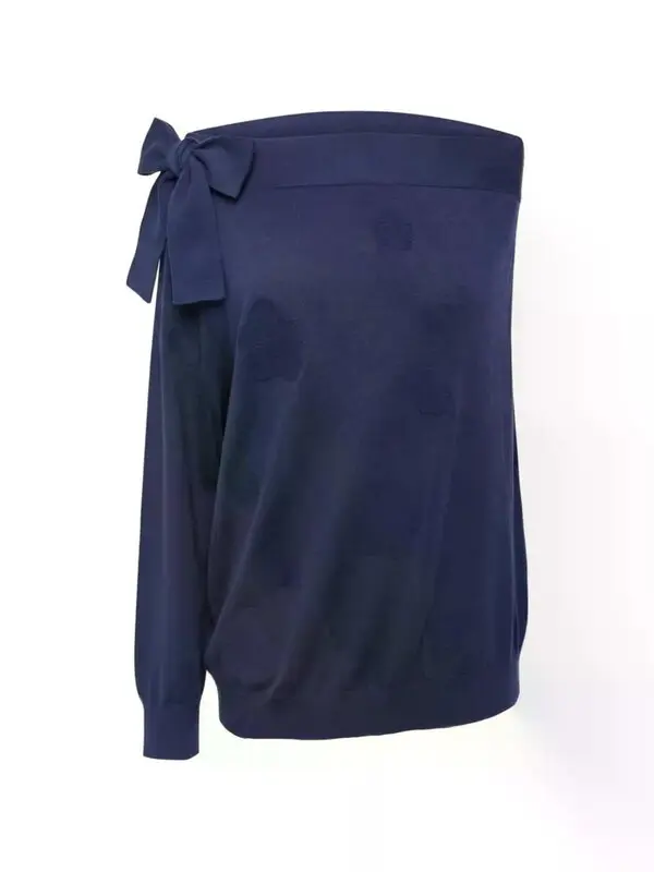 Malo Bow-detail Floral-embroidered Sweater - Blue